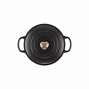 Le Creuset Signature Enameled Cast Iron Round Dutch Oven, 3.5 Quart, Licorice with Light Gold Heart Knob