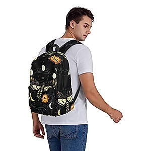 Besbapes Death Head Hawk Moth Moon And Sun Lightweight Casual Laptop Backpack For Men and Women School Bookbag for College One Size