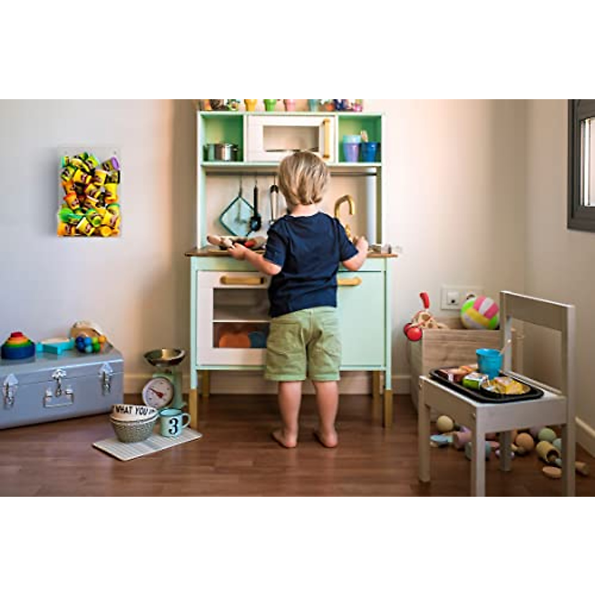 SimplyImagine Acrylic Wall Toy Dispenser, Hanging Organizer and Storage Bin for Children’s Playroom - Clear Holder for Blocks, Cars, Trains, Balls, Darts, Snacks & More, Container for Indoor/Outdoor