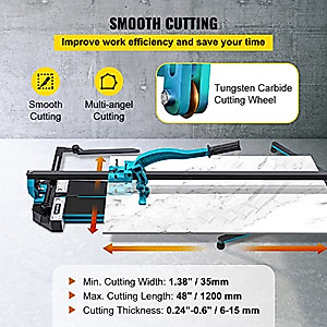 Mophorn 48 Inch Tile Cutter Single Rail Double Brackets Manual Tile Cutter 3/5 in Cap w/Precise Laser Manual Tile Cutter Tools for Precision Cutting (48 Inch)