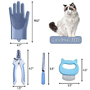 KlerRoem Cat Bathing Bag, Adjustable Anti-bite and Anti-Scratch Cat Shower Mesh Grooming Bag for Pet Dogs and Cats, Includes Pet Nail Clipper, Nail File, Grooming Glove, and Cat Shell Comb
