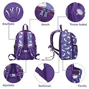 VASCHY Toddler Backpack for Girls, Kids Cute Kindergarten Daycare Children 7L Small Backpack Bookbag for School Travel Purple Unicorn