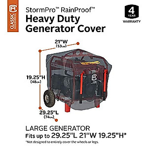 Classic Accessories StormPro Waterproof 29.25 Inch 7,000 Watt Heavy-Duty Generator Cover