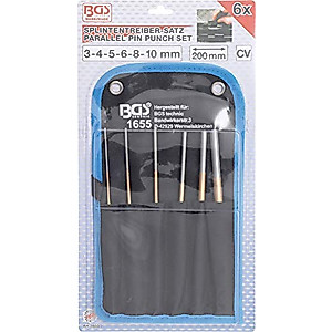 BGS 1655 Pin Punch Set, Gold/Silver/Black, 3-10 x 200 mm, 6-Piece