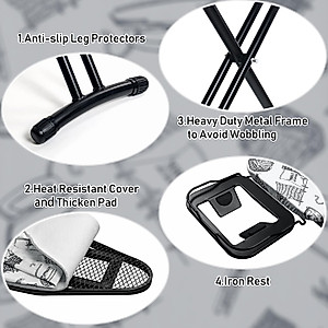 Duwee 12"x36" Ironing Board with Heat Resistant Cover and Thicken Felt Pad, Heavy Sturdy Legs