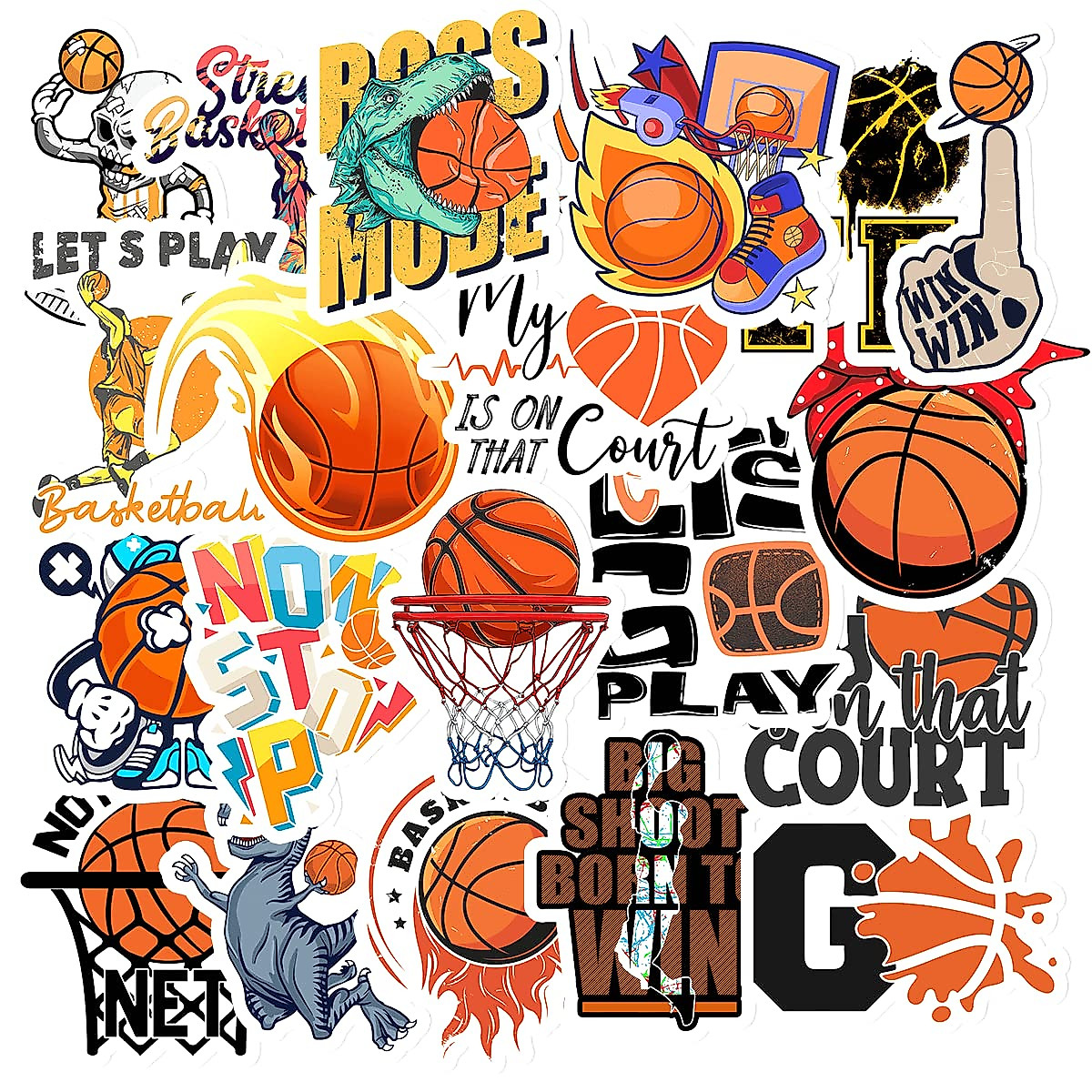GOLEEX 20 Pack Pcs Waterproof Vinyl Basketball Stickers Items for Boys Men Kids Funny Craft Gifts for Scrapbooking Laptop Helmet Cars Bottles Sports Players Decals Sticker Packs