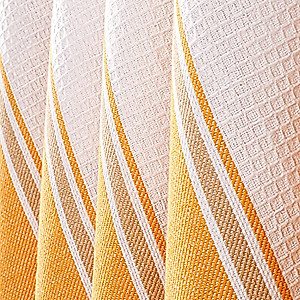 Light & Pro Waffle Stripe Kitchen Towel, 100% Cotton Quick Dry Tea Towels, Bar Towels, Highly Absorbent, Cleaning Towels, Kitchen Tea Towels, Pure Cotton, Absorbent Dish Cloth - 18x28 Inch - Mustard