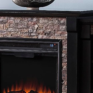 Gallatin Faux Stone Electric Fireplace w/ Bookcases