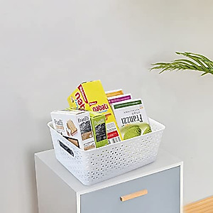 Vababa 4 Pack Plastic Woven Storage Basket, White
