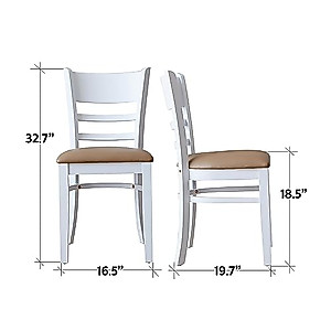 Livinia 4 Piece Cabin Wooden Dining Room Table Set with 2 Ladder Back Chairs and Bench (White)