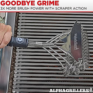 Grill Brush for Outdoor Grill Bristle Free - Heavy Duty 18" Grill Cleaner Brush Bristle Free & Grill Scraper - Stainless Steel Grill Accessories Tools - Extra Wide BBQ Brush for Grill Cleaning