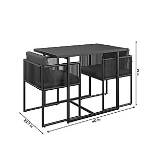 COSCO CoscoProducts Modern Nesting Outdoor Bistro Resin Weave and Fabric Cushions, 3-Piece Set, Dark Gray