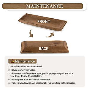 Hanobe Decorative Wood Dough Bowl: Large Long Wooden Centerpiece Table Decorations Natural Candle Holder Tray Decor Rustic Unfinished Centerpieces for Dining Room Kitchen Fruit Bowls, Brown