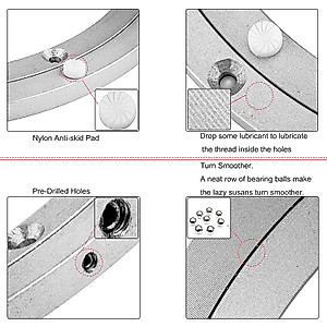 12 inch Aluminium Lazy Susan Turntable Bearing, STARVAST Heavy Duty Lazy Susan Hardware Round Rotating Bearing Turntable Base for Kitchen Dining Table (Load Capacity: 132-176 lbs)
