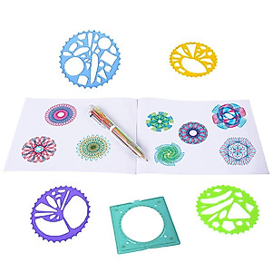 ArtCreativity Spiral Drawing Art Set for Kids - 7 Piece Kit - Includes 6-in-1 Color Pen, Drawing Templates and Sketching Pad - Unique Arts and Craft Supplies - Great Gift for Boys and Girls