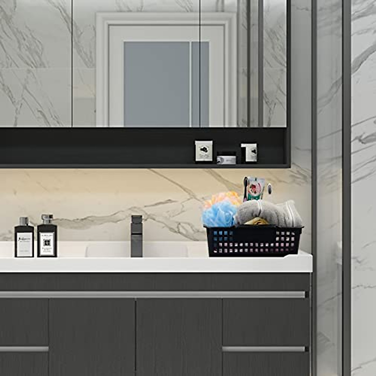 Qqbine A4 Plastic Storage Basket Tray, Classroom Paper Baskets, 6 Packs