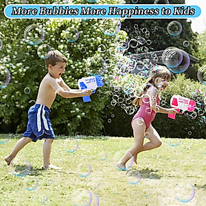 Blue Bubble Gun Machine for Kids, Outdoor Indoor Summer Automatic Toys Birthday Gifts for 1 2 3 4 5 6 7 8 + Years Old Toddlers Girls Boys Wedding Party Include Bubble Solution