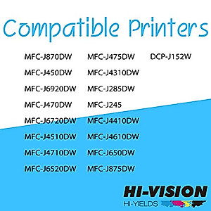 HI-Vision® Compatible LC-103 LC103 XL High Yield Yellow Ink Cartridge Replacement for DCP-J152W, MFC-J245,J285DW,J450DW,J470DW,J475DW,J650DW,J870DW,J875DW Printer 3 pks