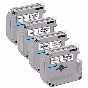 NineLeaf 4 Pack Compatible for Brother P-Touch M-K221 MK221 M221 White M Tape 9mm 3/8 Inch Black on White Label Tape for PT-M95 PT-80 PT-90 PT-70 PT-55 PT-65 PT-85 PT-45 PT-70BM PT-100 Label Maker
