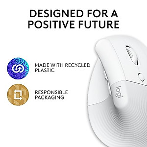 Logitech Lift for Mac Wireless Vertical Ergonomic Mouse, Bluetooth, Quiet Clicks, Silent Smartwheel, 4 Customizable Buttons, for macOS/iPadOS/MacBook Pro/Macbook Air/iMac/iPad - Off White