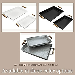AuldHome Design Galvanized Farmhouse Trays (Set of 2, Small & Medium); Farmhouse Decor Rectangular Trays with Handles