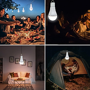 USB Rechargeable LED Light Bulbs, 2-Pack Hiwevvy Portable Camping Light with Remote Timer, Hook, 5 Lighting Modes, 1500mAh Smart Light Bulbs for Emergency, Camping, Hiking, Hurricane Outage