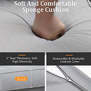 Kiss the Water Patio Couch Aluminum Outdoor Sofa with 3 Seats, All-Weather Metal Outdoor Couch with 5" Thick and Soft Cushion, Deep Seating Patio Sofa for Balcony, Porch, Backyard