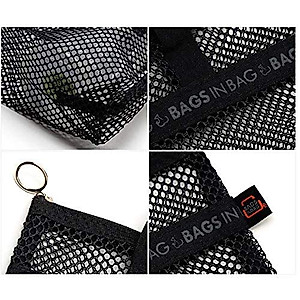 Bags in bag Portable shower Mesh Caddy bag Quick Dry Hanging Toiletry and Bath Organizer for travel and swimming (Black)