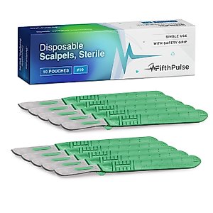 Disposable Surgical Scalpel Knife #10 - Ten Individually Wrapped Sterile Scalpel Blades - Dermaplaning Tool for Face Professional - Surgical Blade Scalpels with Safety Grip