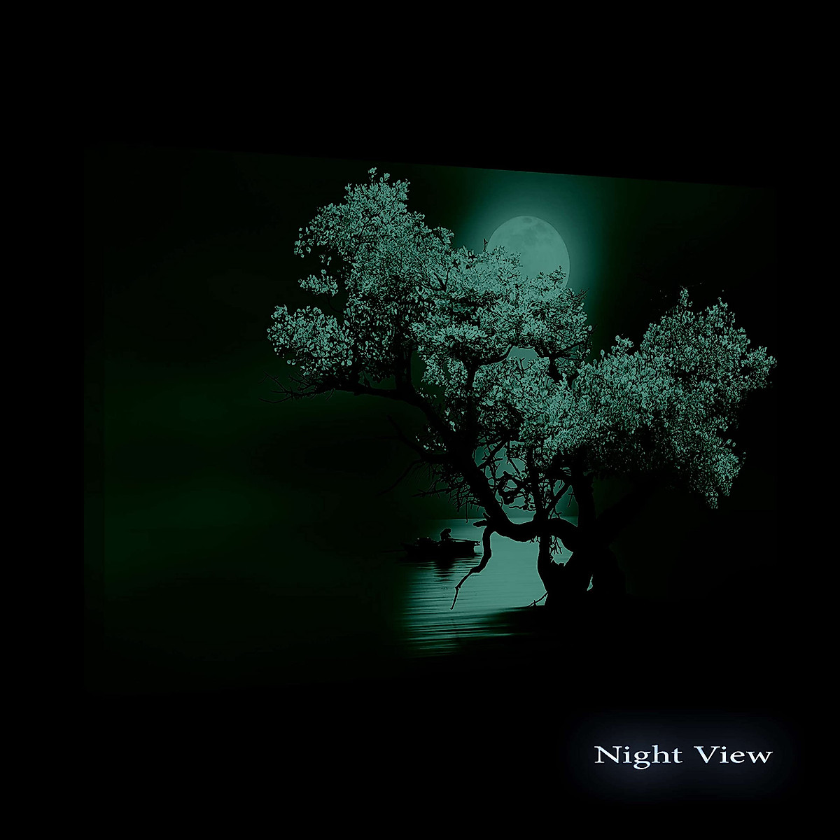 Startonight Canvas Wall Art Decor Flower Tree and Moon Blue Print for Bedroom 24" x 36"