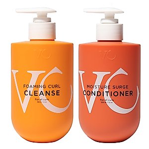 Vicious Curl Foaming Curl Cleanse and Moisture Surge Conditioner Kit – Clarifying Shampoo and Deep Conditioner for Curly Hair – Color-Safe, GMO-Free, with Amino Acids, Proteins & Superfruits (10 oz)