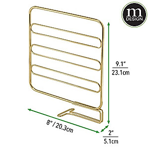 mDesign Versatile Metal Wire Closet Shelf Divider and Separator for Storage and Organization in Bedroom, Bathroom, Kitchen and Office Shelves - Easy Install - 8 Pack - Soft Brass