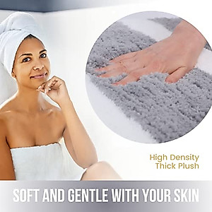 BLOOMTIDE Microfiber Luxury Bathroom Rugs Mat, 16"x24", Extra Soft, Absorbent Bath Rugs, Non-Slip, and Machine Washable Dry Bath Mats for Bathroom Floor, Tub and Shower, Grey