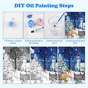 MOGTAA Merry Christmas Paint by Numbers for Adults, Winter Paint by Numbers for Kids Beginner, DIY Paint by Numbers on Canvas Animal Oil Painting Picture for Home Decor 16 x 20 Inch