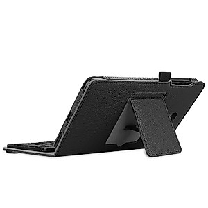Fintie Folio Keyboard Case for Samsung Galaxy Tab A 8.0 2018 Model SM-T387, Premium PU Leather Stand Cover with Removable Wireless Bluetooth Keyboard, Black