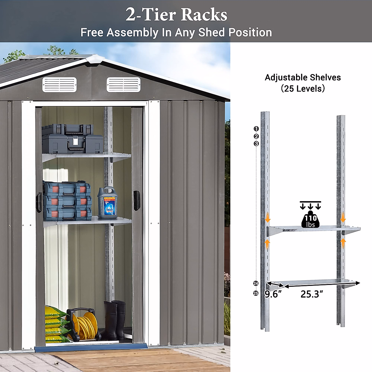 Merax Outdoor Storage Shed, 6 x 4 FT Metal Garden Shed Steel Tool Shed Storage House with Adjustable Shelf and Lockable Door,Tool Cabinet with Vents and Foundation for Backyard, Patio & Lawn, Gray