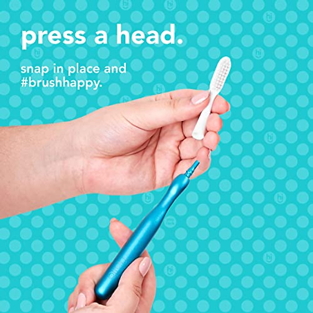 hello Manual Adult Toothbrush With Reusable Blue Modern Aluminum Handle & 4 Soft Replacement Heads, Bpa-free, 4 count