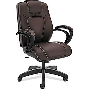 HON Managerial Office Chair- High-Back Computer Desk Chair with Loop Arms , Brown (VL402)