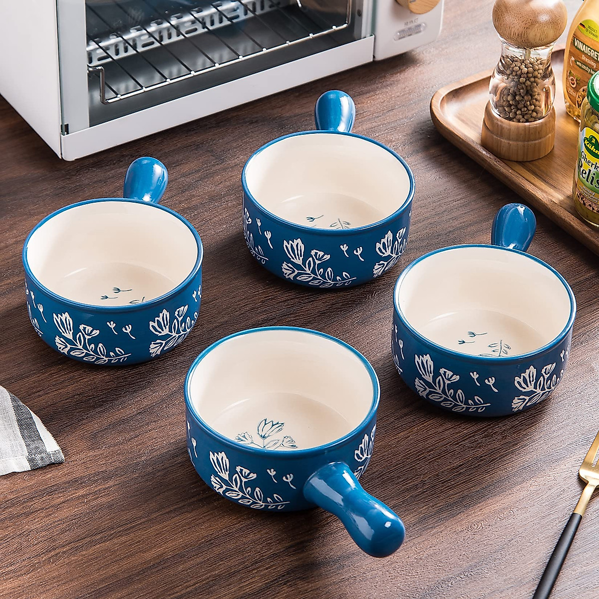 Wisenvoy French Onion Soup Crocks Oven Safe Soup Bowls with Handles Soup Bowls