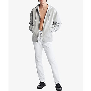 Calvin Klein Men's Relaxed Fit Archive Logo Fleece Full Zip Hoodie, Heroic Grey Heather, Large