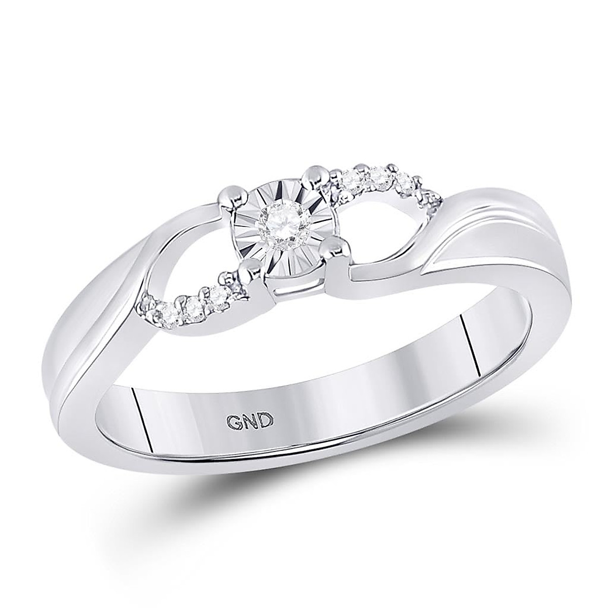 Jewels By Lux Sterling Silver Womens Round Diamond Solitaire Promise Bridal Engagement Ring 1/20 Cttw Ring Size 11