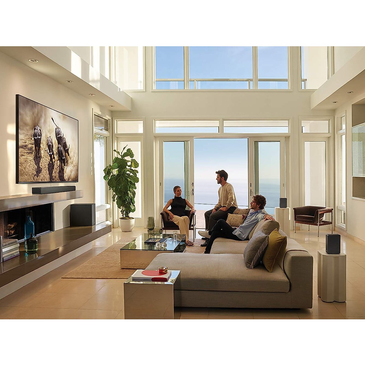 SAMSUNG Harman Kardon 7.1.4 Dolby Atmos Soundbar HW-Q90R with Wireless Subwoofer and Rear Speaker Kit, Adaptive Sound, Game Mode, 4K Pass-Through with HDR, Bluetooth & Alexa Compatible (HW-Q90R/ZA)