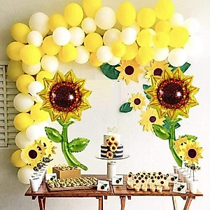 10pcs 36inch Sunflower Foil Balloons, Large Sunflower Giant Balloons for Sunflower Theme Birthday Baby Shower Decorations Wedding Birthday Party Decoration