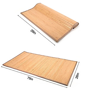 Nisorpa Natural Bamboo Bathroom Mat 28x79 Inches Large Bamboo Area Rug Anti Slip Kitchen Floor Runner Bamboo Matting Carpet for Bedroom Living Room Kitchen