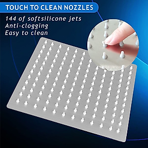 Voolan All Metal Shower Head with Extension Arm, Stainless Steel Waterfall Rainfall Showerheads, High Flow Bathroom Square Rain Shower Head (12’’ Shower Head with 16’’ Shower Arm, Brushed Nickel)