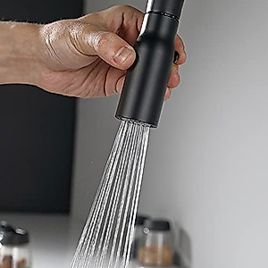 Kitchen Faucet with Pull Down Sprayer Brass Hot and Cold Water Swivel Kitchen Tap Sink Tap Black