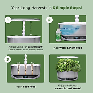 AeroGarden Bounty Elite - Indoor Garden with LED Grow Light, WiFi and Alexa Compatible, Stainless Steel