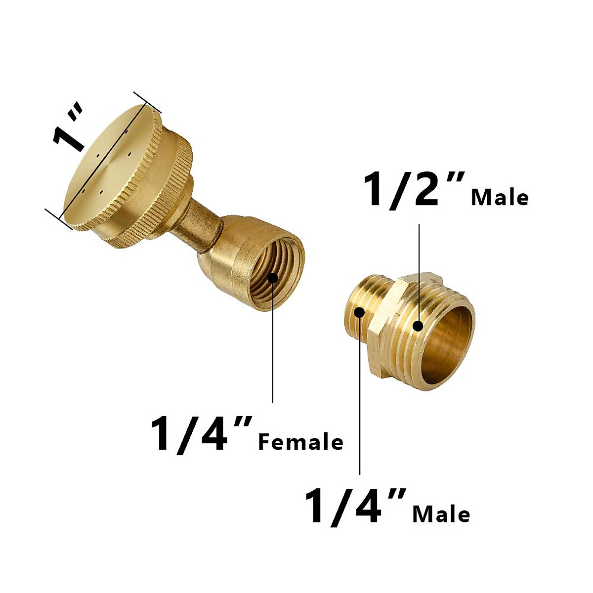 Feelers Brass Misting Spray Nozzle, 1/2" BSPF 5-Holes Atomizing Spray Garden Sprinklers Agricultural Irrigation System Adapter Fitting (Pack of 2)