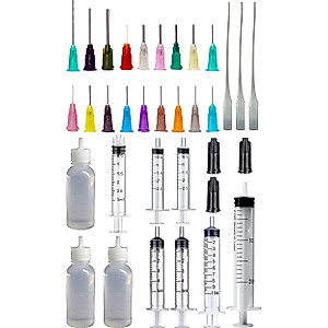 Dispensers Applicator Kit - Syringes, Plastic Squeeze Bottles, and Needle Tips Works for Precisely Delivery Grease, Oil Dispensing, Liquid Glue and Ink
