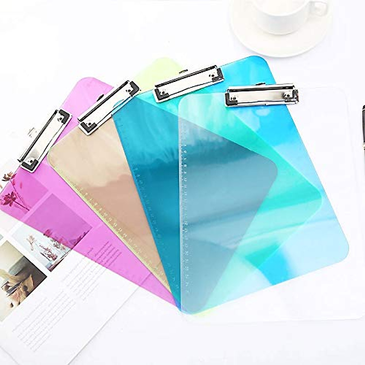 TGRTY Office Supply Clipboard A4 Acrylic Clipboard Transparent Writing Drawing Office Pads Paper Exam Storage Clip Board Stationery for School Supplies Durable Low Profile Clip (Color : Blue 1pc)